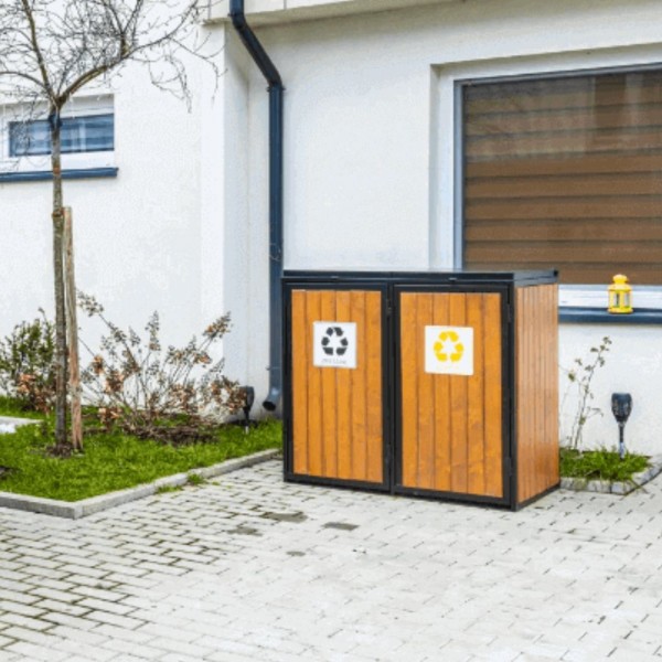 Wiata śmietnikowa z drewna 2 x 120L - ECO24